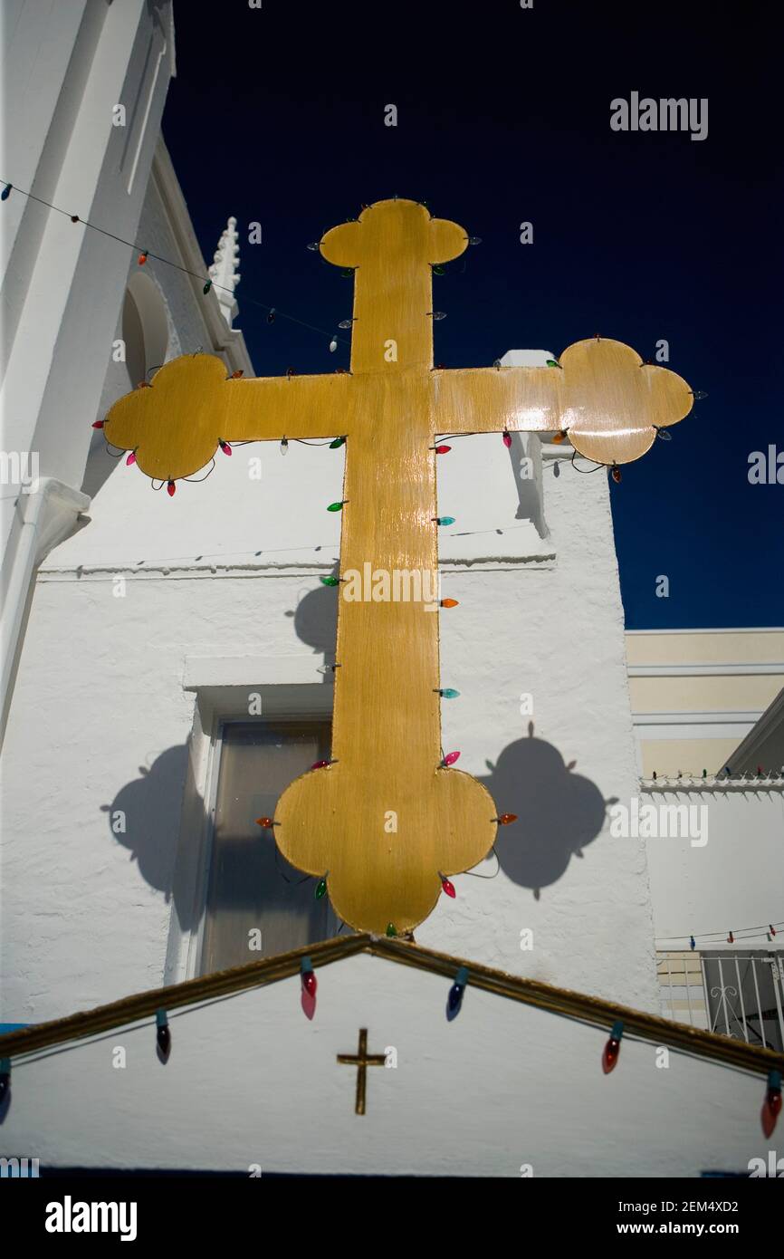 Low angle view of a cross on the wall Stock Photo - Alamy