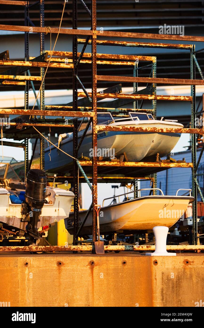 Damaged boats in a shipyard Stock Photo - Alamy