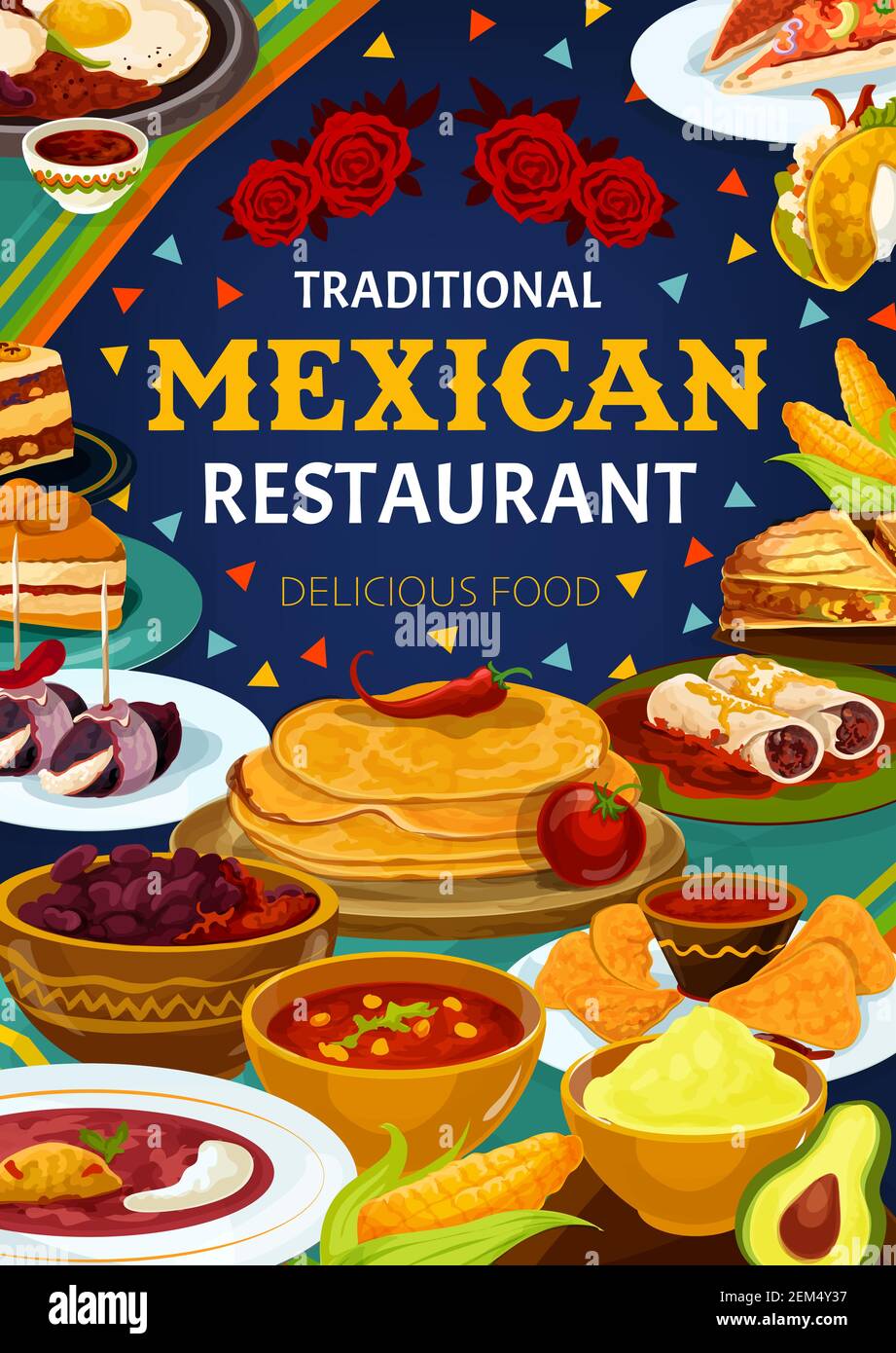 Mexican cuisine restaurant menu, Latin America traditional authentic ...
