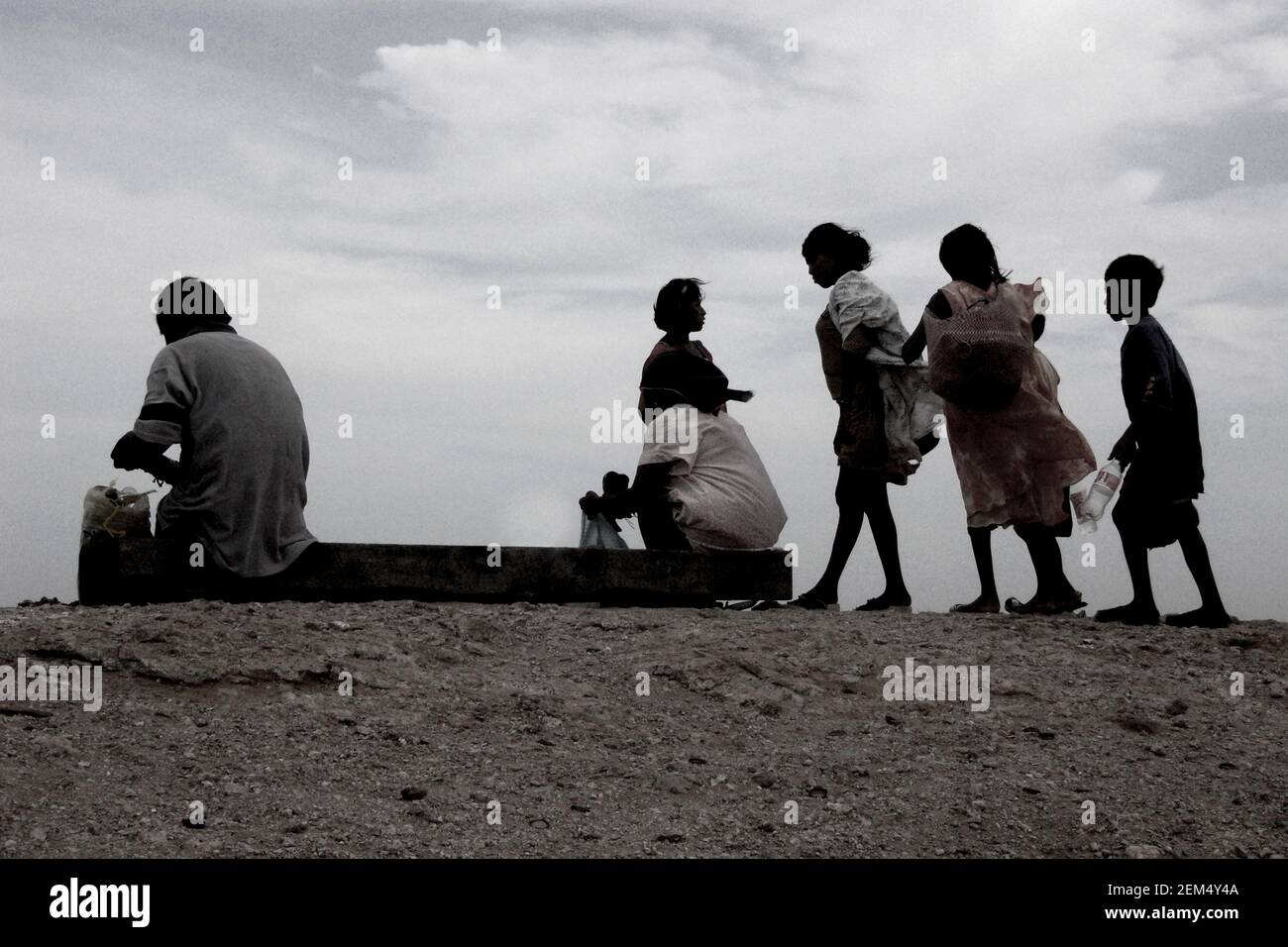 Group of people on a landscape Stock Photo - Alamy