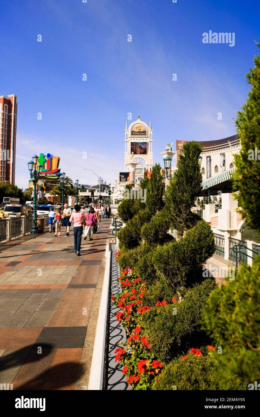 Group of people walking on a pedestrian walkway, Las Vegas, Nevada, USA ...