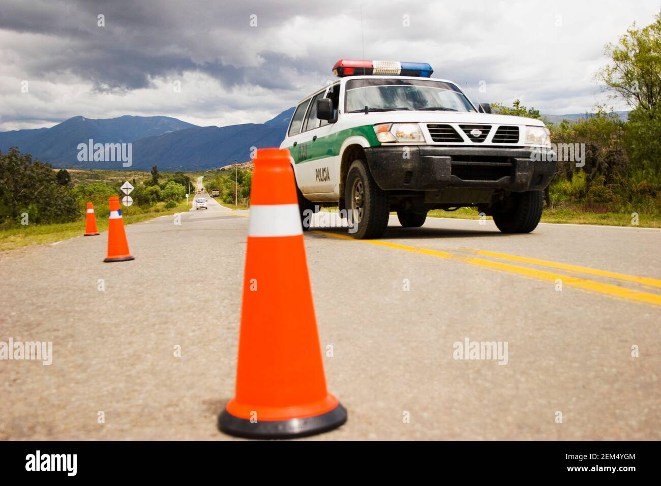 Police car on the road Stock Photo - Alamy