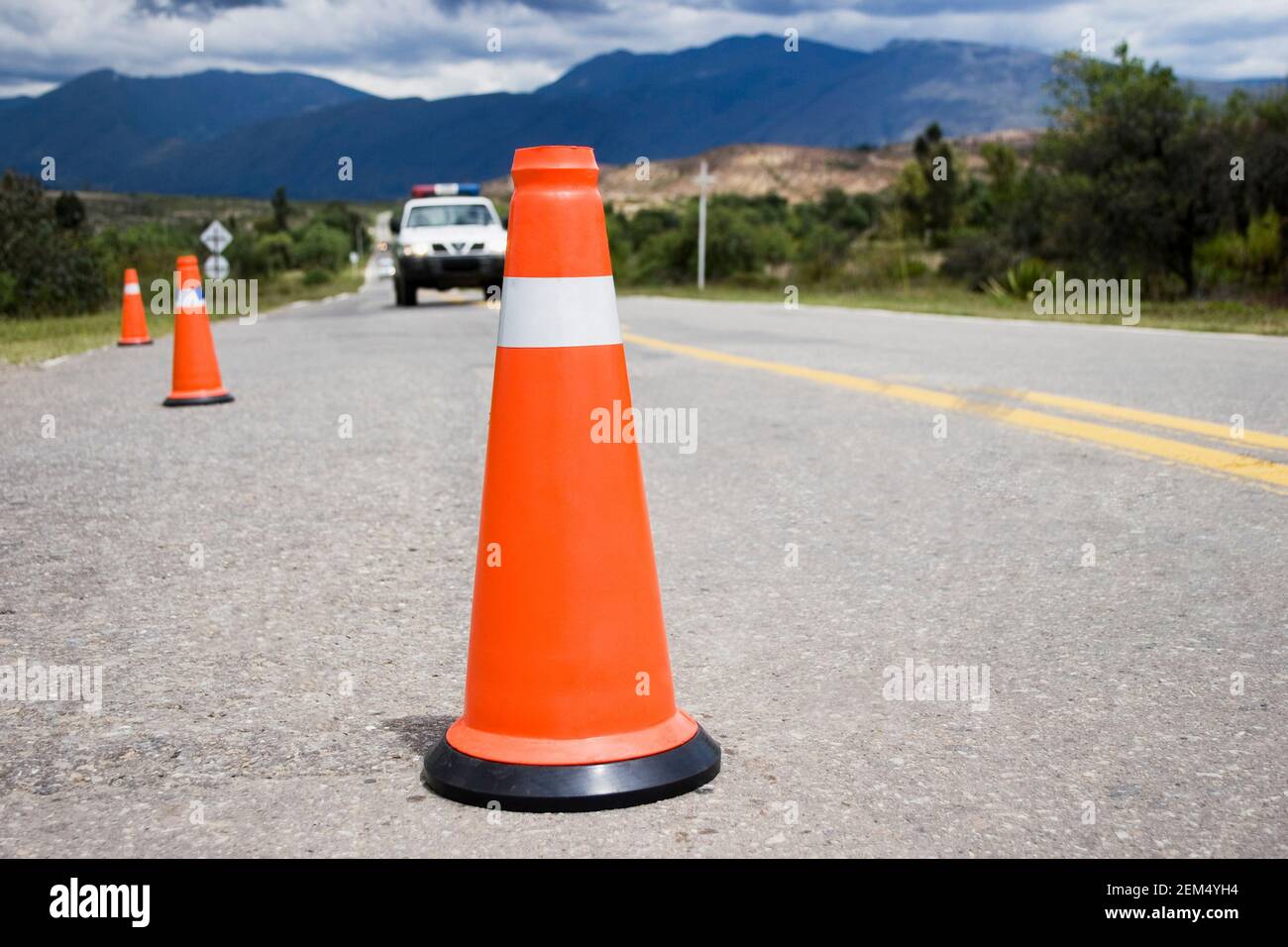 Traffic cones on the road Stock Photo - Alamy