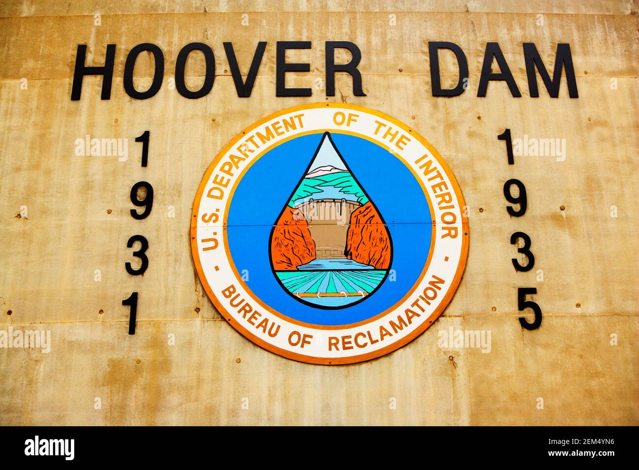 Information sign of a dam, Hoover Dam, Las Vegas, Nevada, USA Stock ...