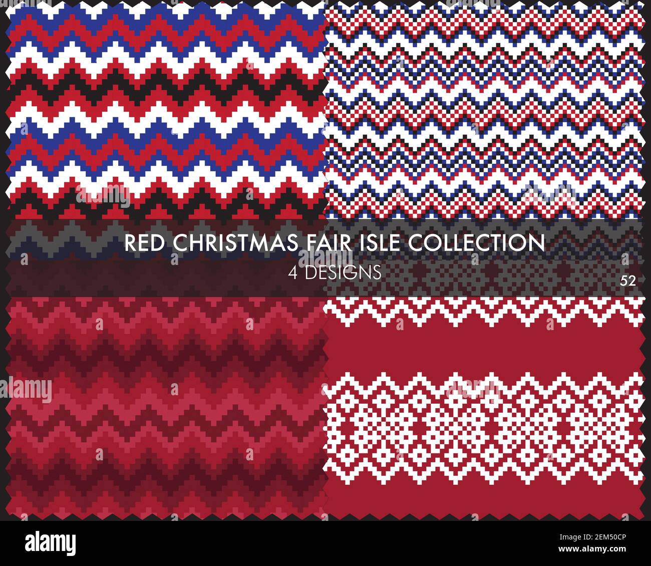 Christmas fair isle pattern collection includes 4 design swatches for ...