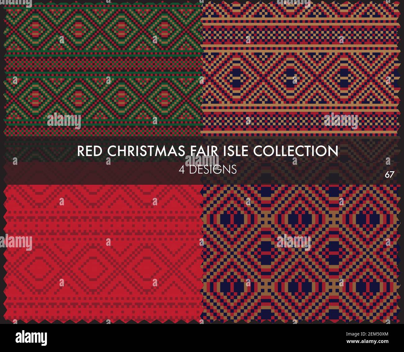 Christmas fair isle pattern collection includes 4 design swatches for ...