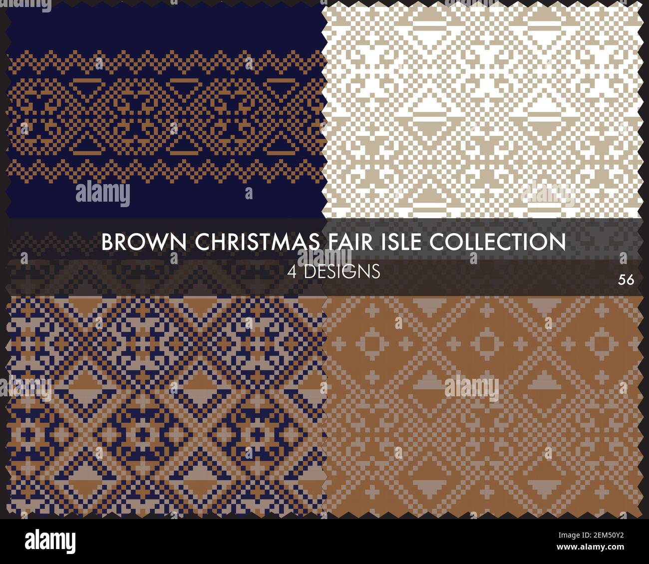 Christmas fair isle pattern collection includes 4 design swatches for ...