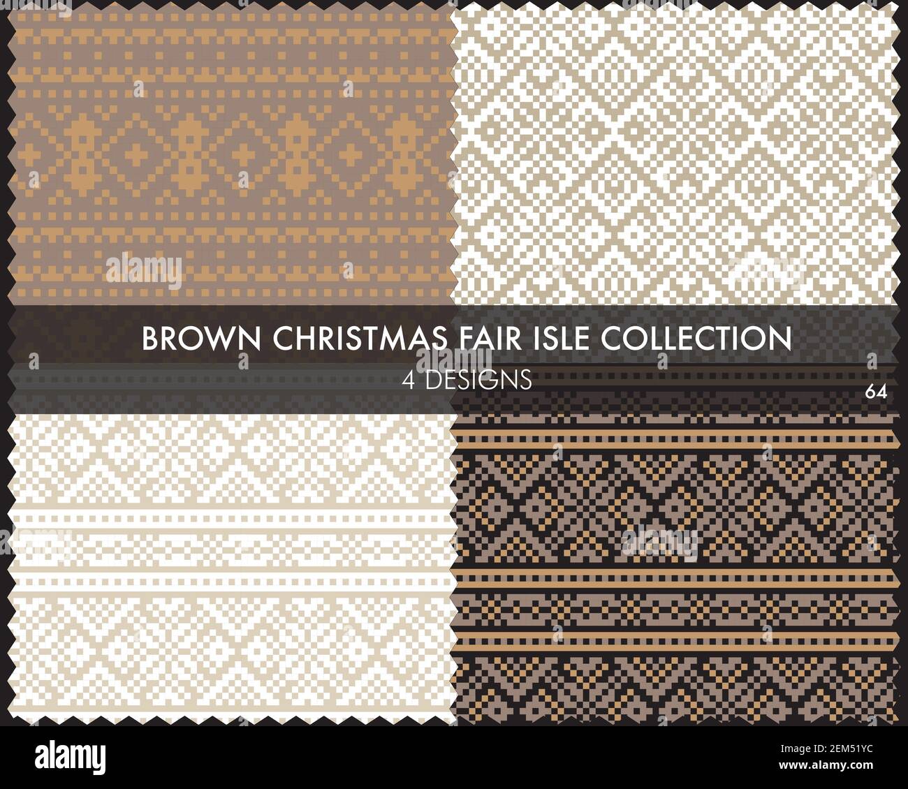 Christmas fair isle pattern collection includes 4 design swatches for ...