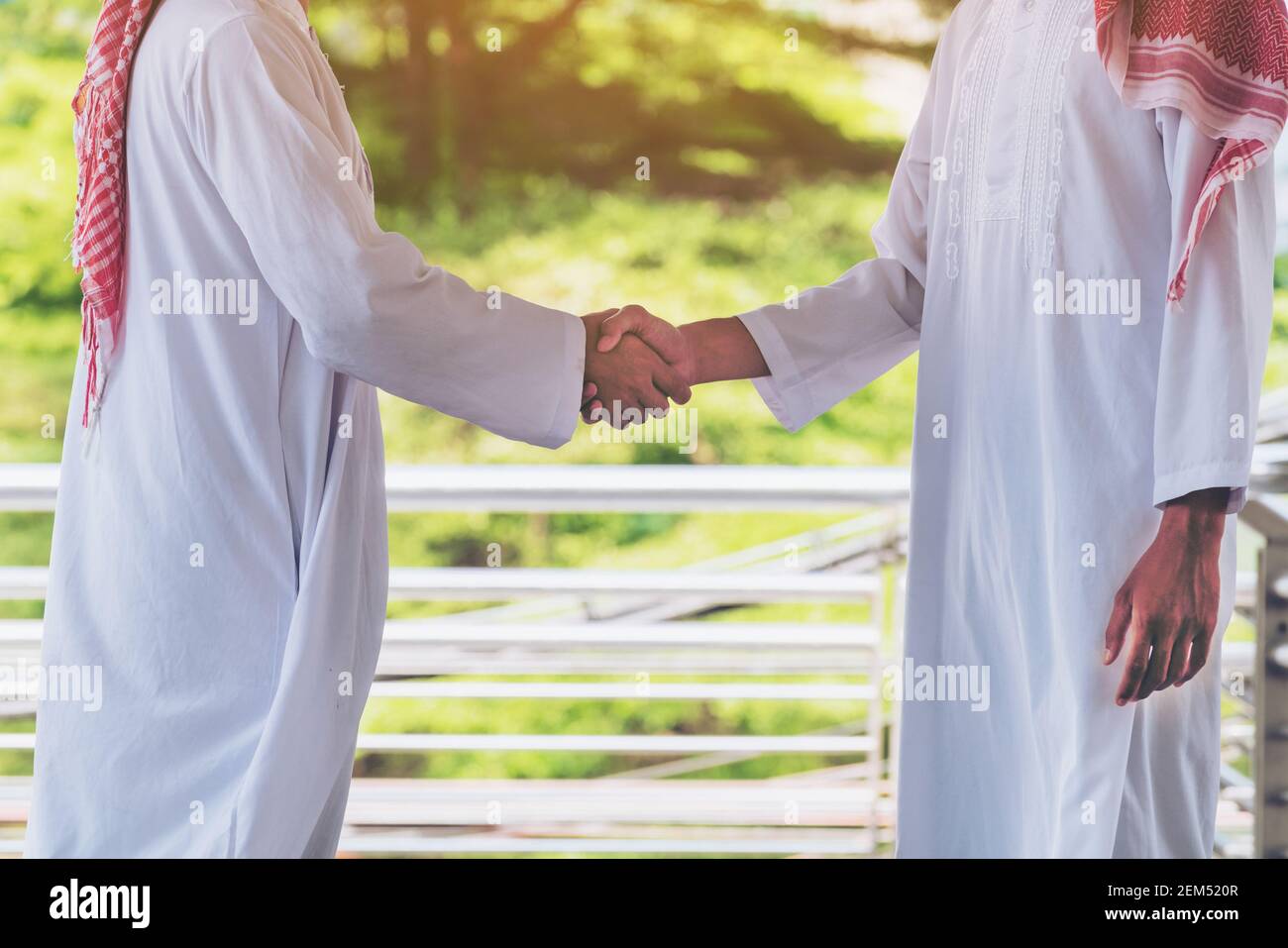 Two arab men shaking hands hi-res stock photography and images - Alamy