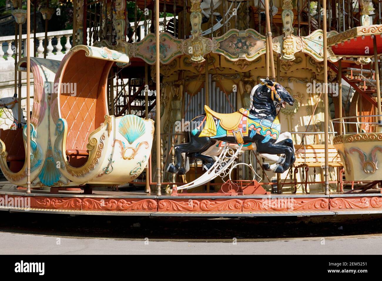 Carousel in an amusement park, Paris, France Stock Photo - Alamy