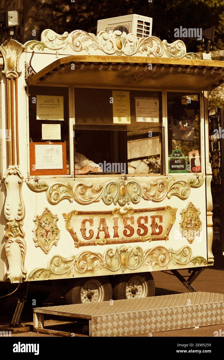 Ticket counter in an amusement park, Paris, France Stock Photo - Alamy