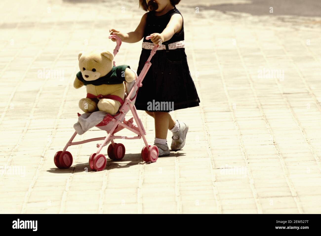 Low section view of a girl pushing a baby stroller Stock Photo - Alamy