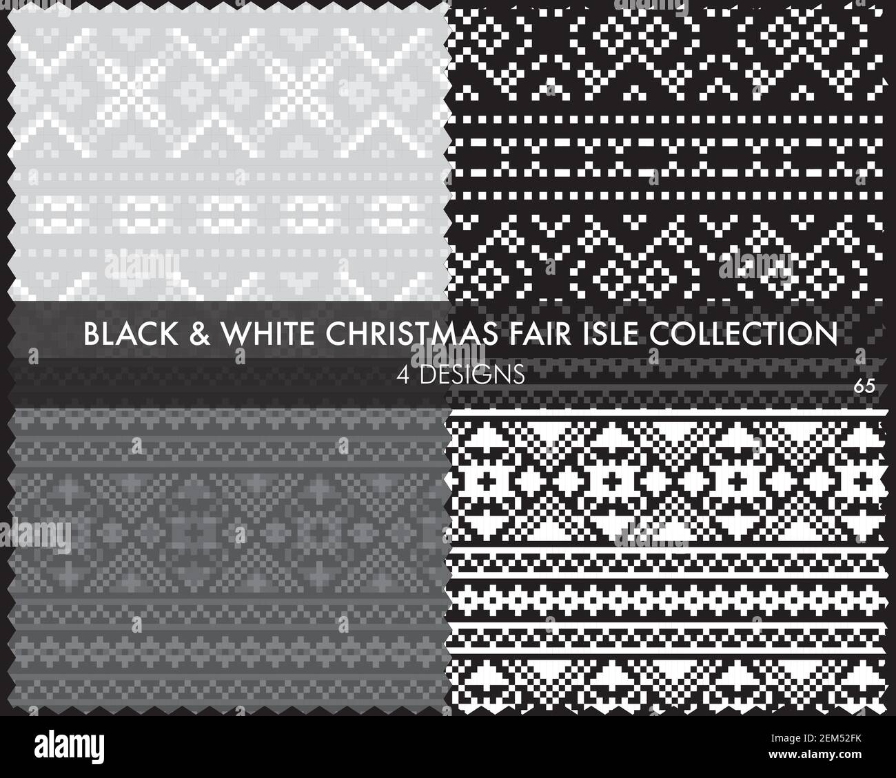 Christmas fair isle pattern collection includes 4 design swatches for ...