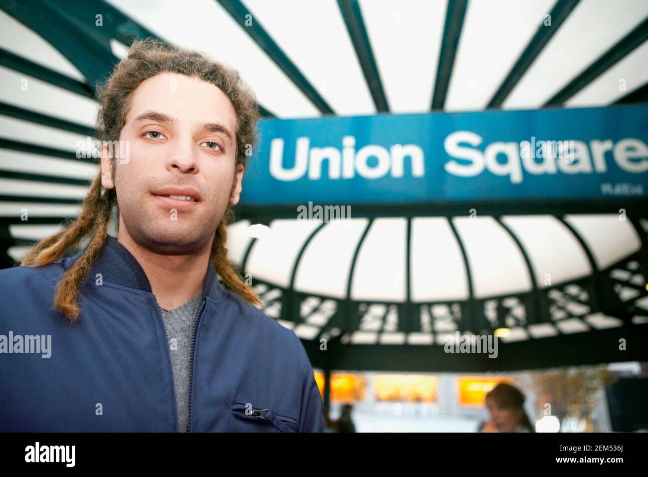 Portrait of a young man smiling, Union Square Stock Photo - Alamy