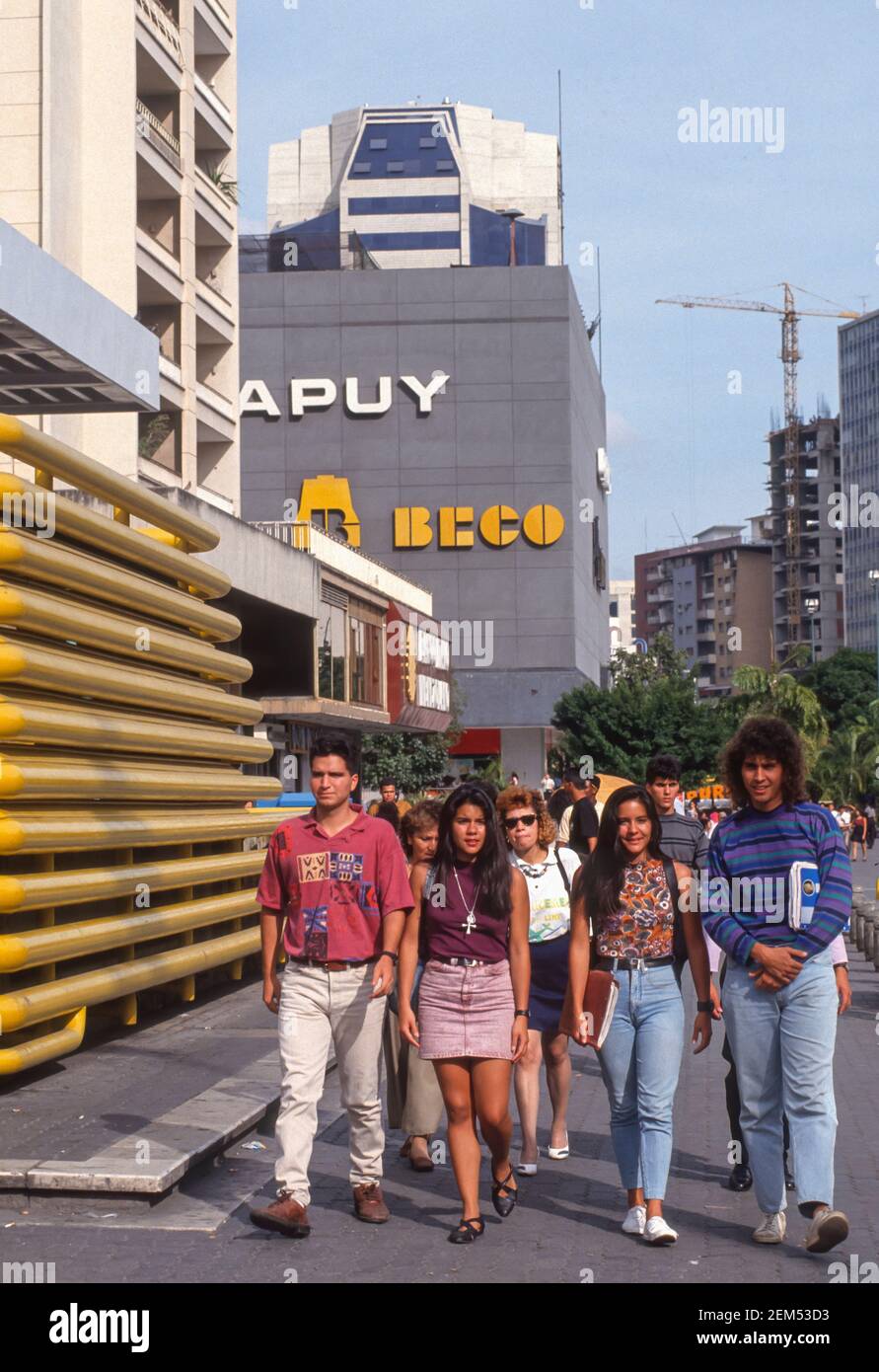 CARACAS, VENEZUELA, OCTOBER1992 - People on Sabana Grande sidewalk in ...