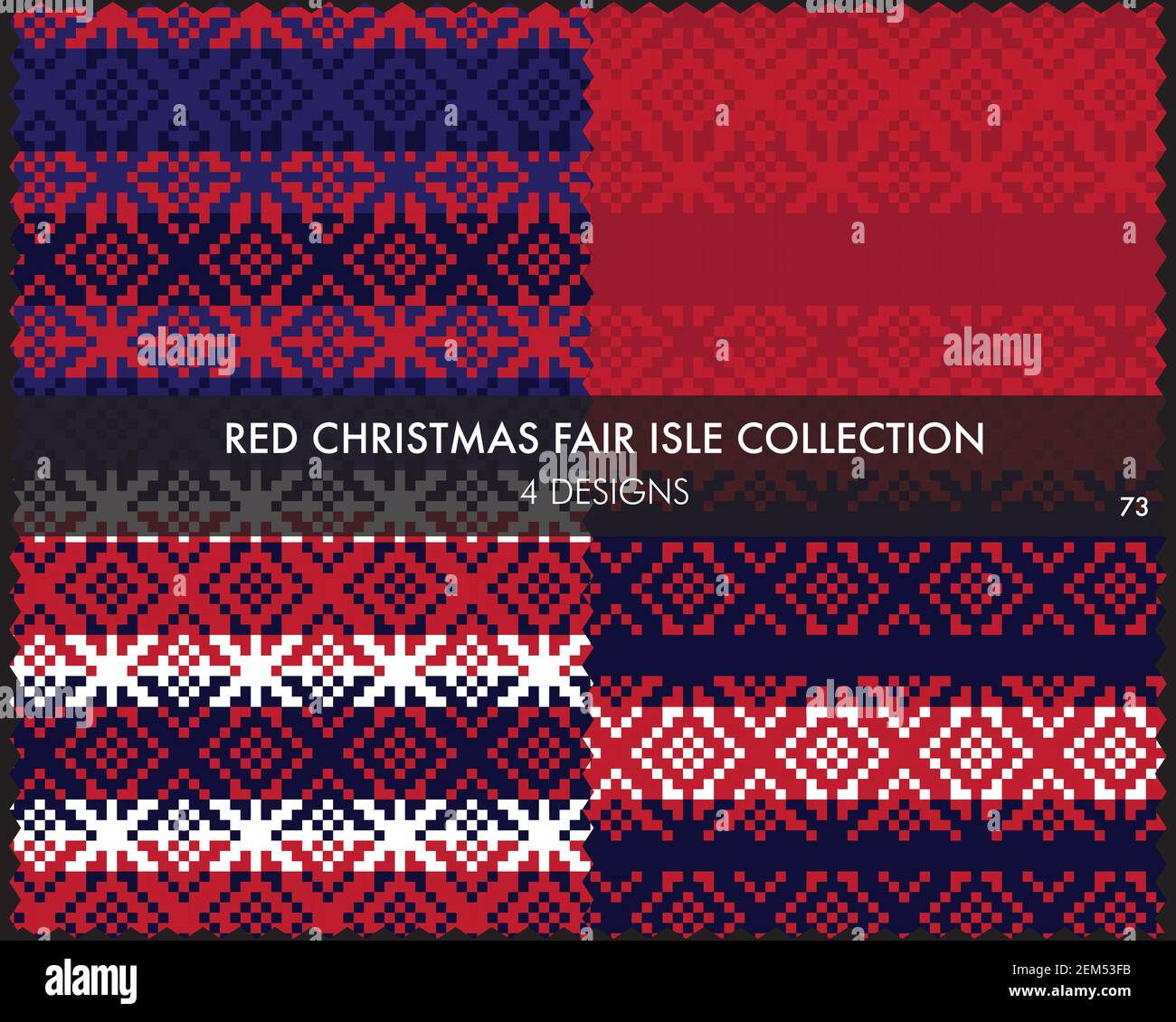 Christmas fair isle pattern collection includes 4 design swatches for ...