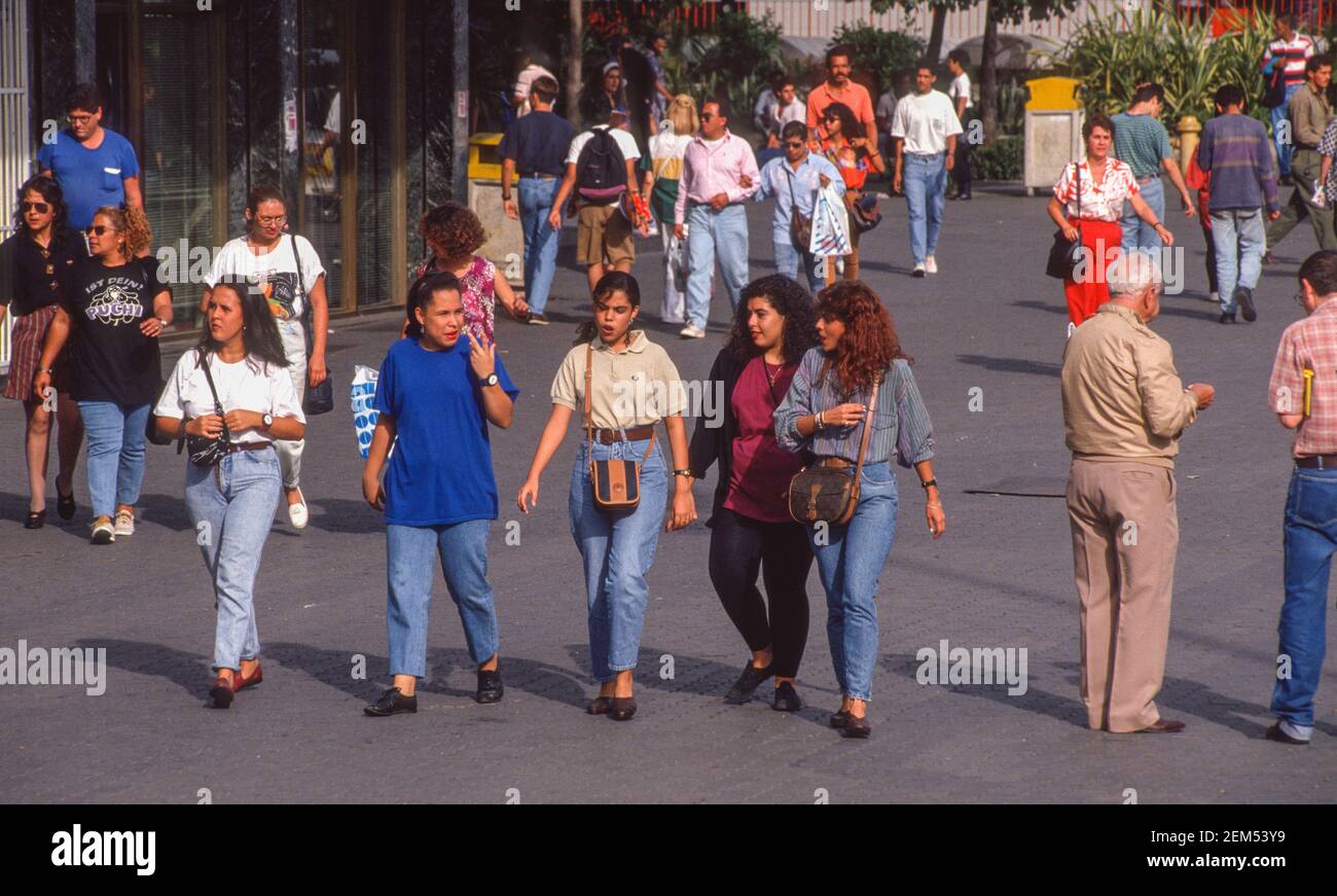 CARACAS, VENEZUELA - People on sidewalk at Sabana Grande pedestrian ...