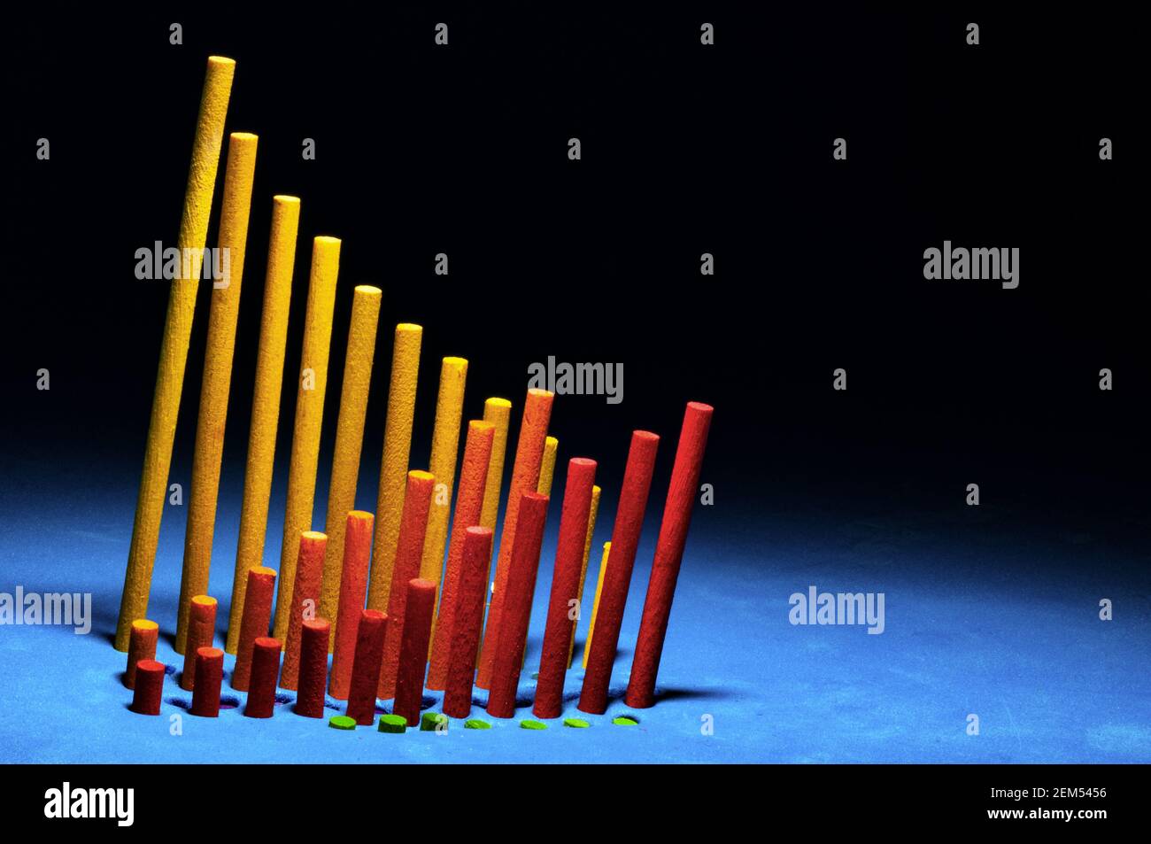 Colorful sample bar graph on dark blue background Stock Photo - Alamy