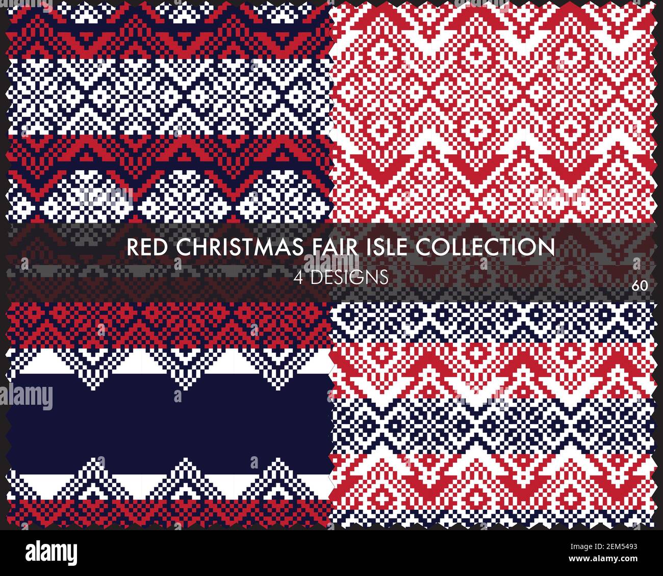 Christmas fair isle pattern collection includes 4 design swatches for ...