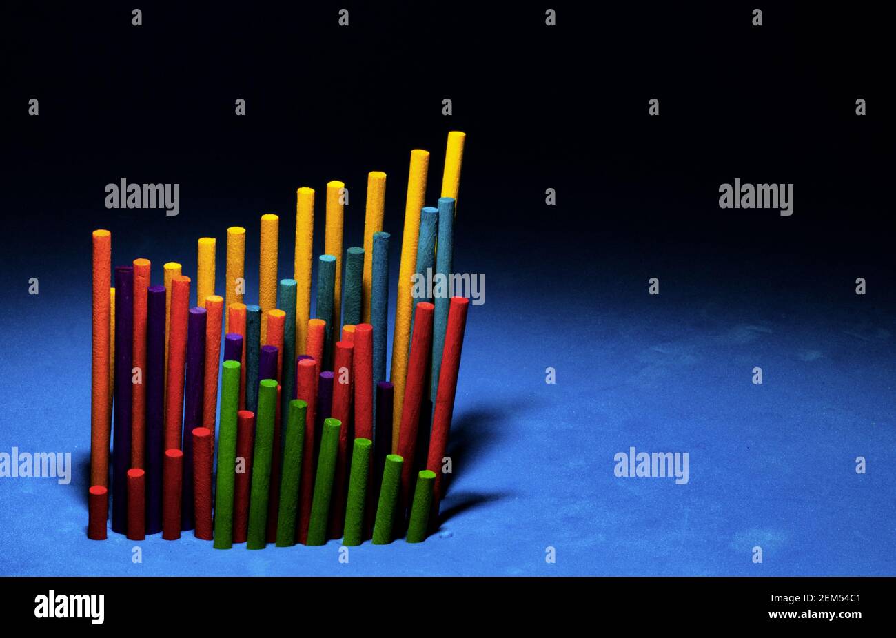 Multiple values bar diagram in blue background Stock Photo - Alamy