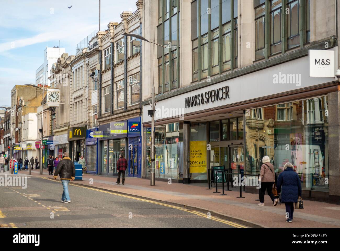 Marks & Spencer department store in High Street, Southend on Sea, Essex ...