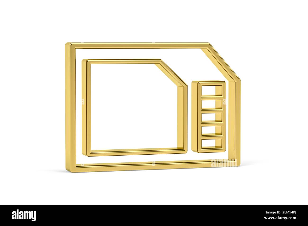 Golden 3d sim card icon isolated on white background - 3D render Stock ...