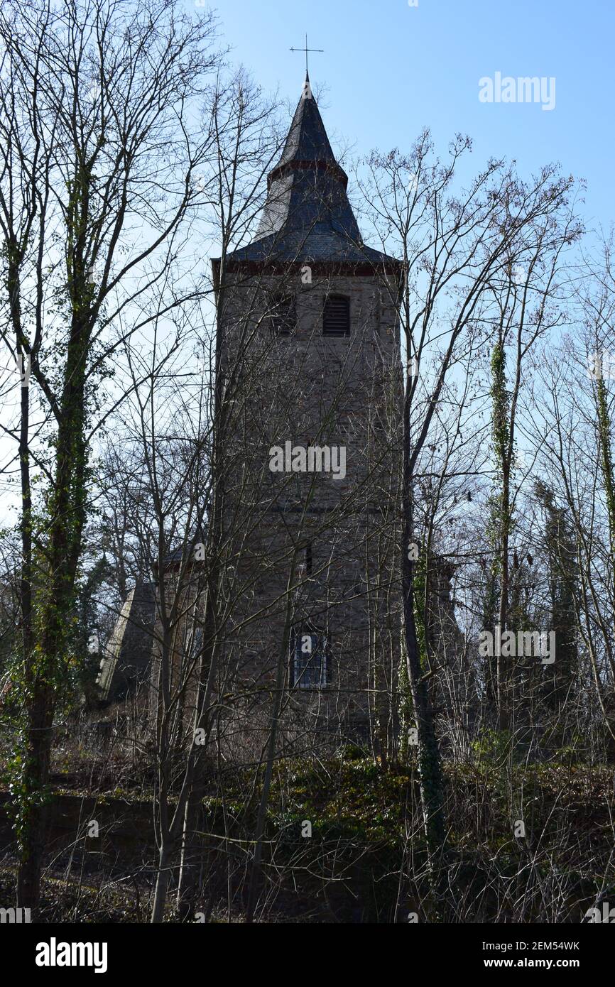 old stone church in Borgbrohl Stock Photo - Alamy