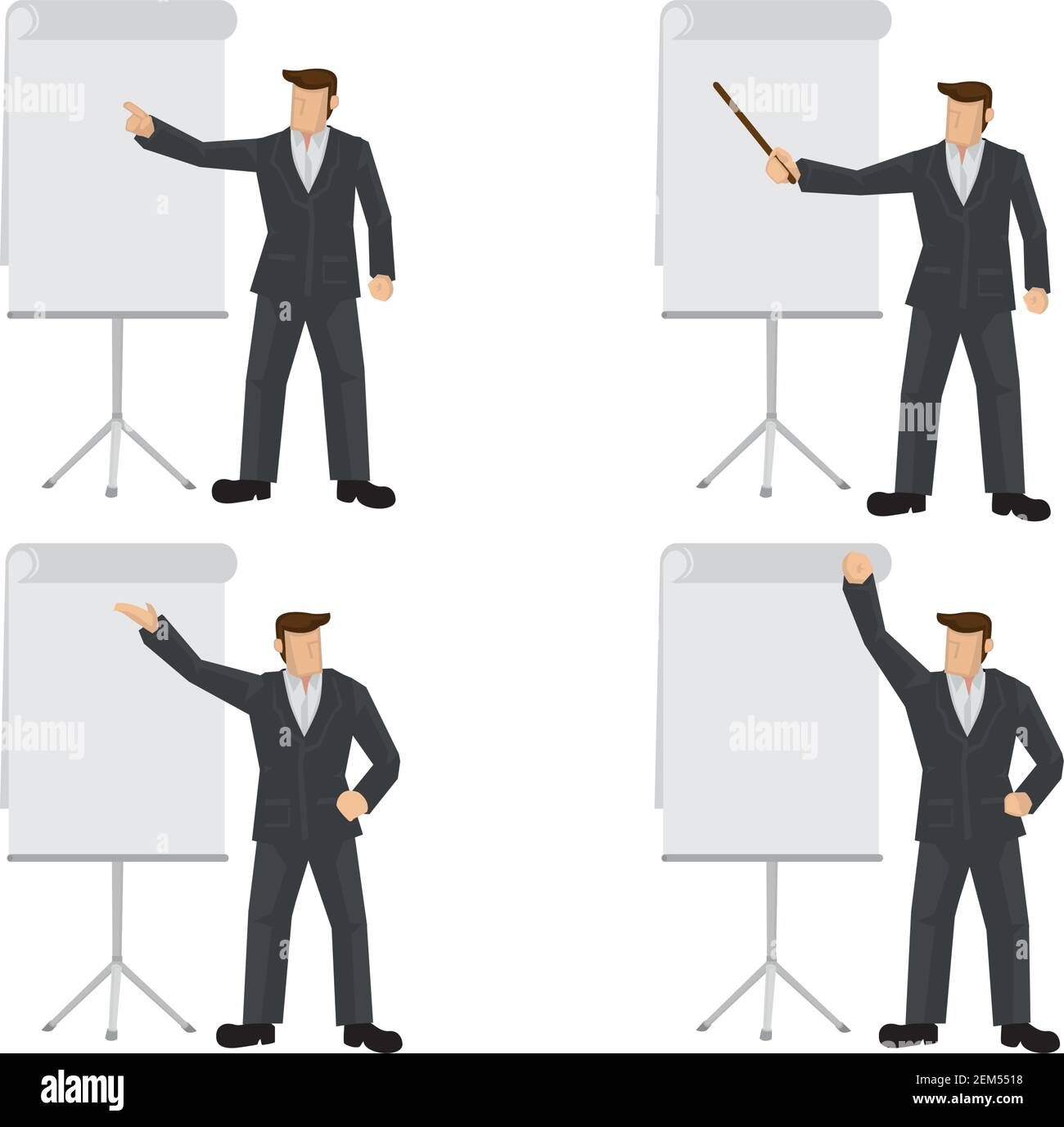 Set of businessman giving a presentation. Isolated vector cartoon ...