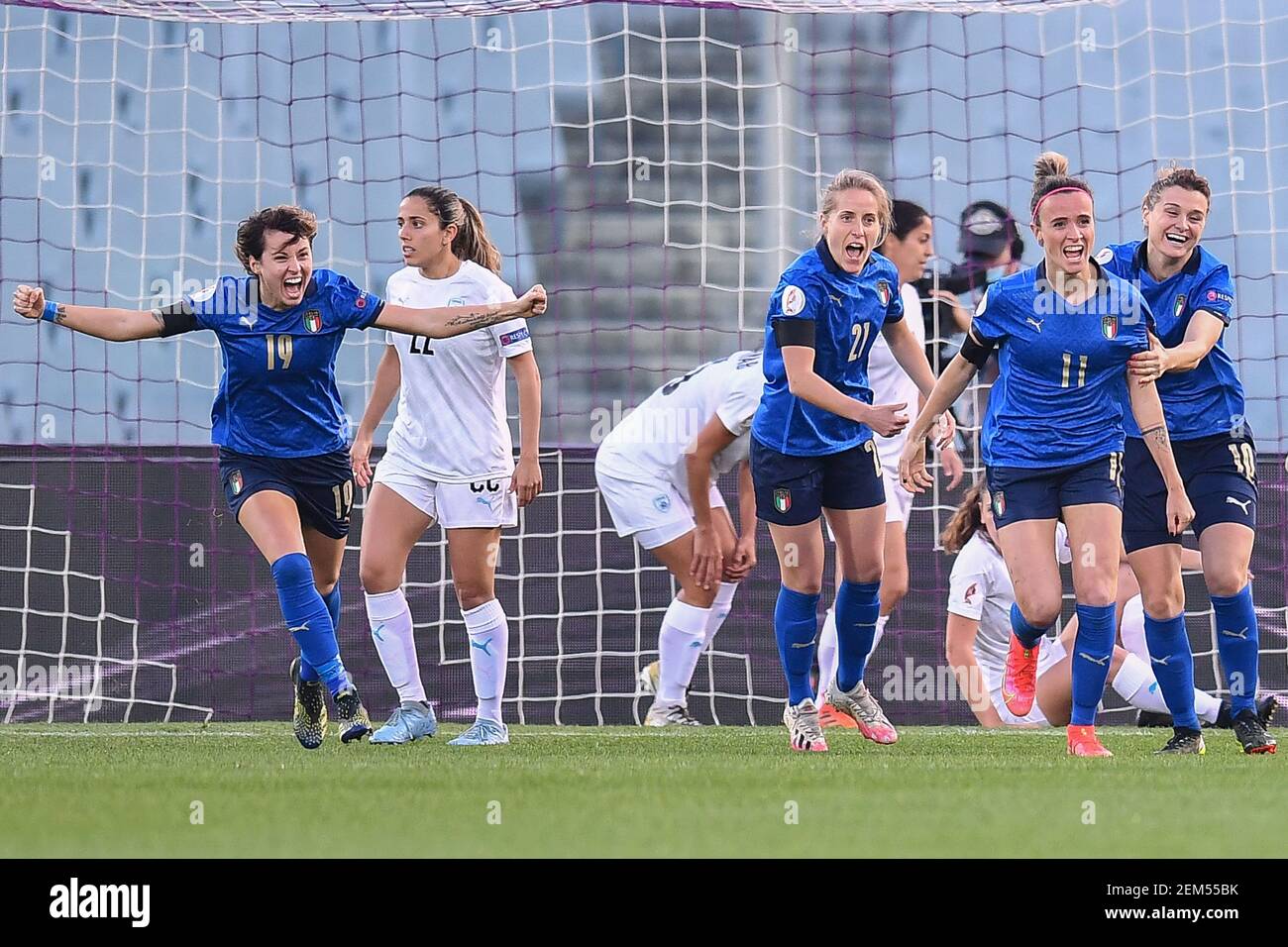 2/24/2021 - Italy players celebrate the goal during UEFA Women's EURO ...
