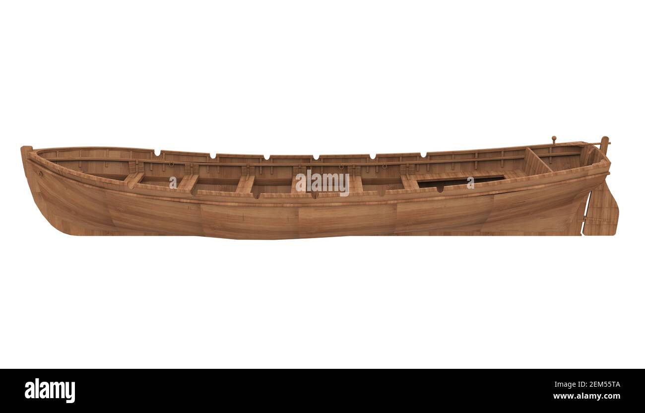 Wooden Row Boat Side View