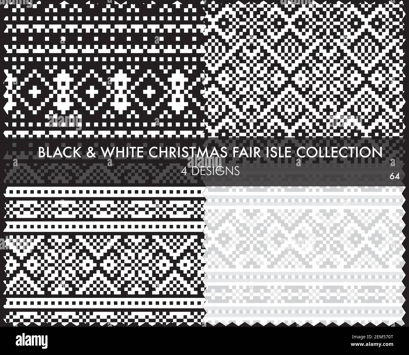 Christmas fair isle pattern collection includes 4 design swatches for ...
