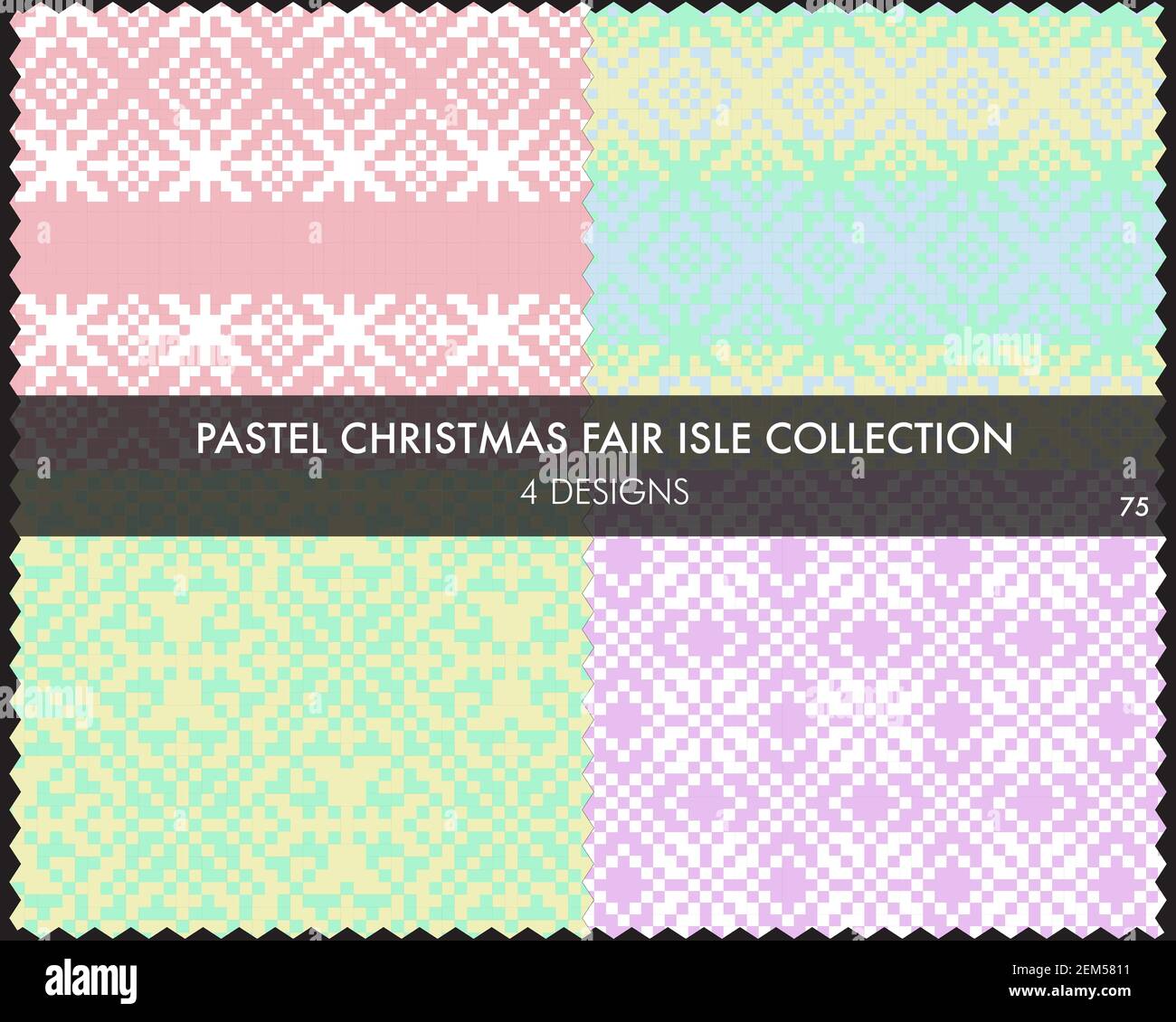 Christmas fair isle pattern collection includes 4 design swatches for ...