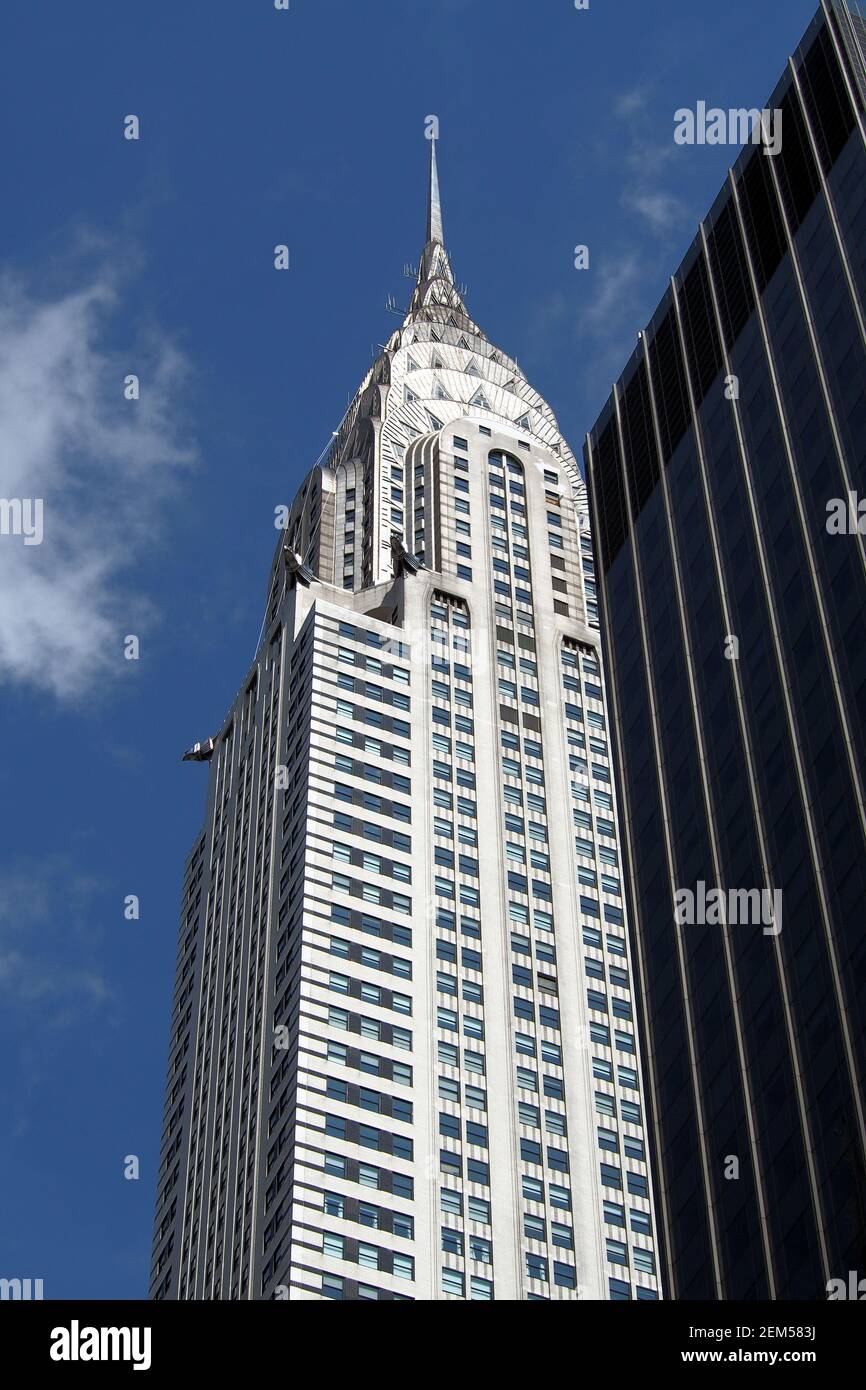 Chrysler Building, upper part of the facade, view from the 42nd Street ...