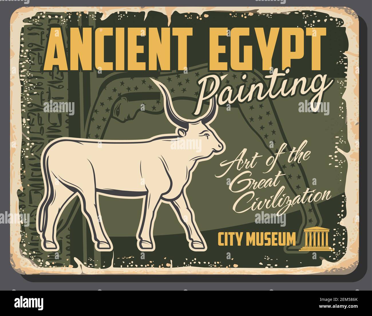 Ancient Egypt, god Apis or Hapis bull symbol, son of Hathor, primary ...