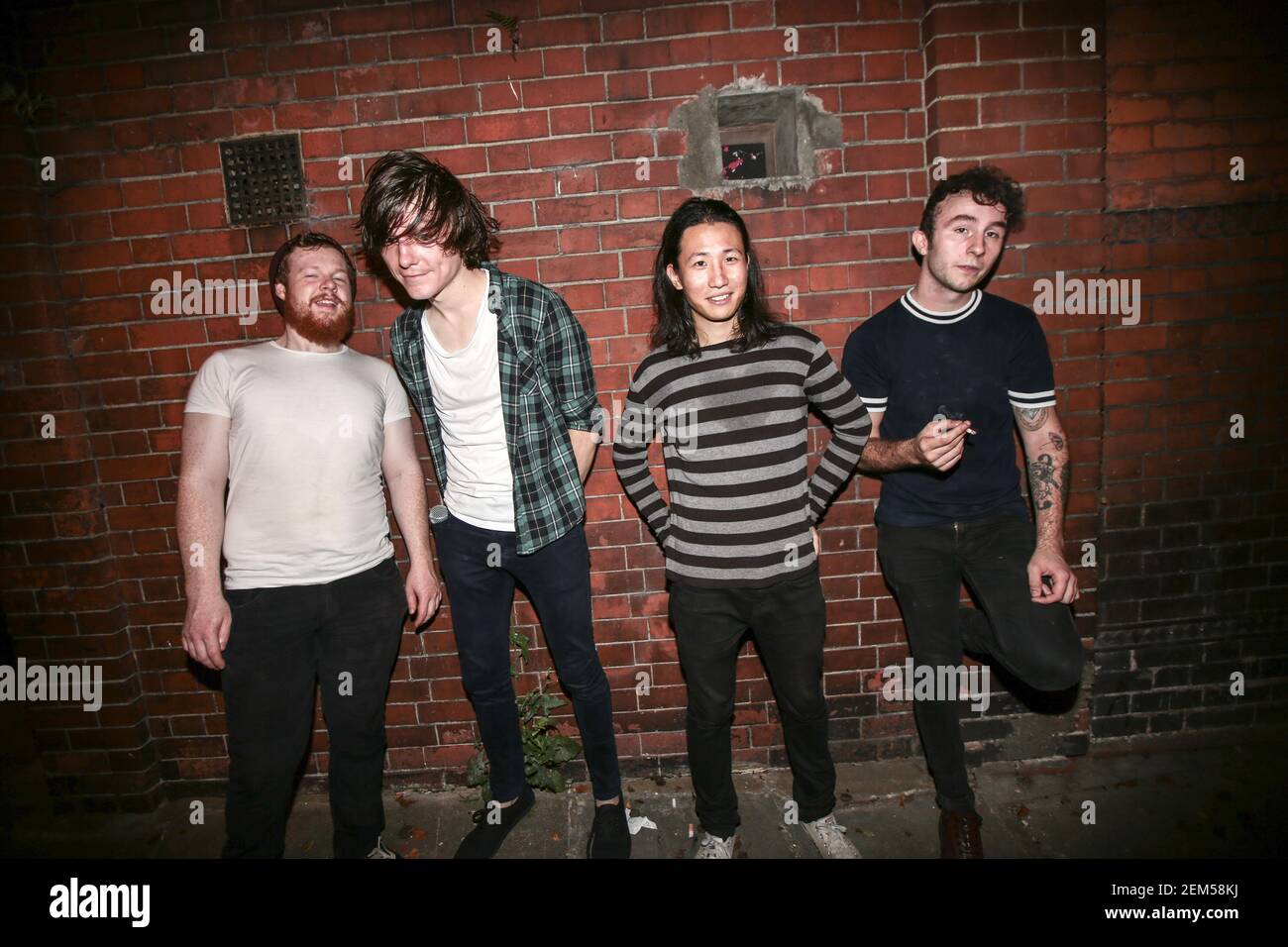 Moses pose for photos at Bush Hall after their gig in support of Jimmy ...