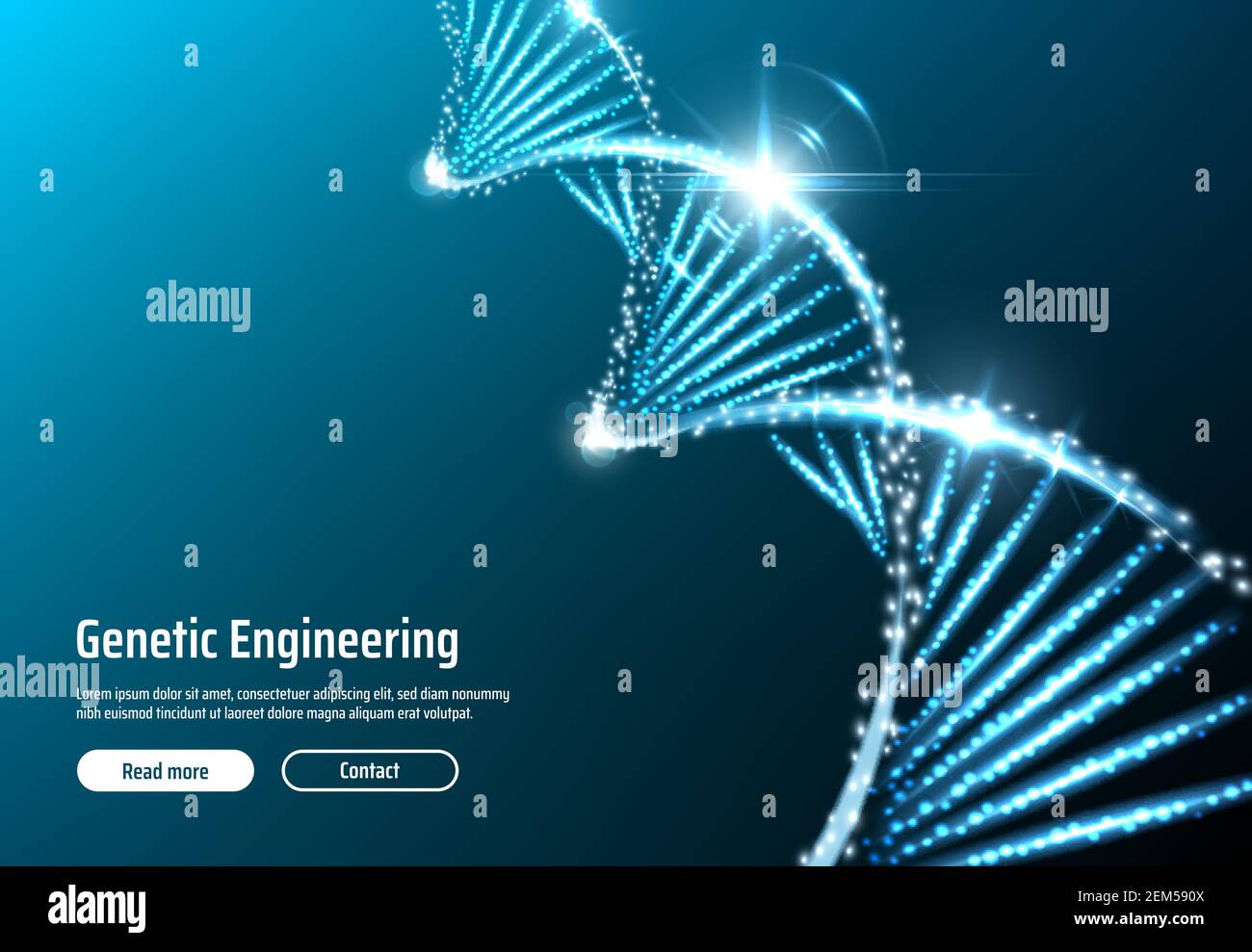 Genetic engineering glittering DNA structure web application or web ...
