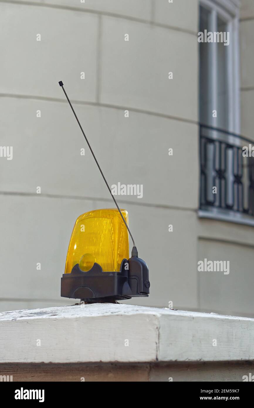 Flashing light signal with remote control antenna gate parking Stock ...