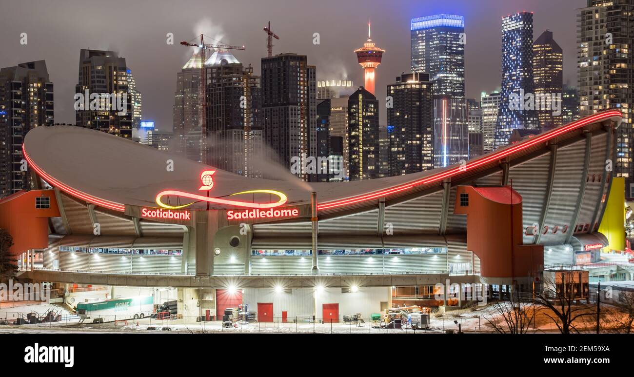 Calgary Alberta Canada, January 30 2021: A long exposure photograph at ...