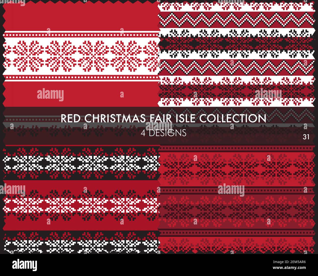 Christmas fair isle pattern collection includes 4 design swatches for ...