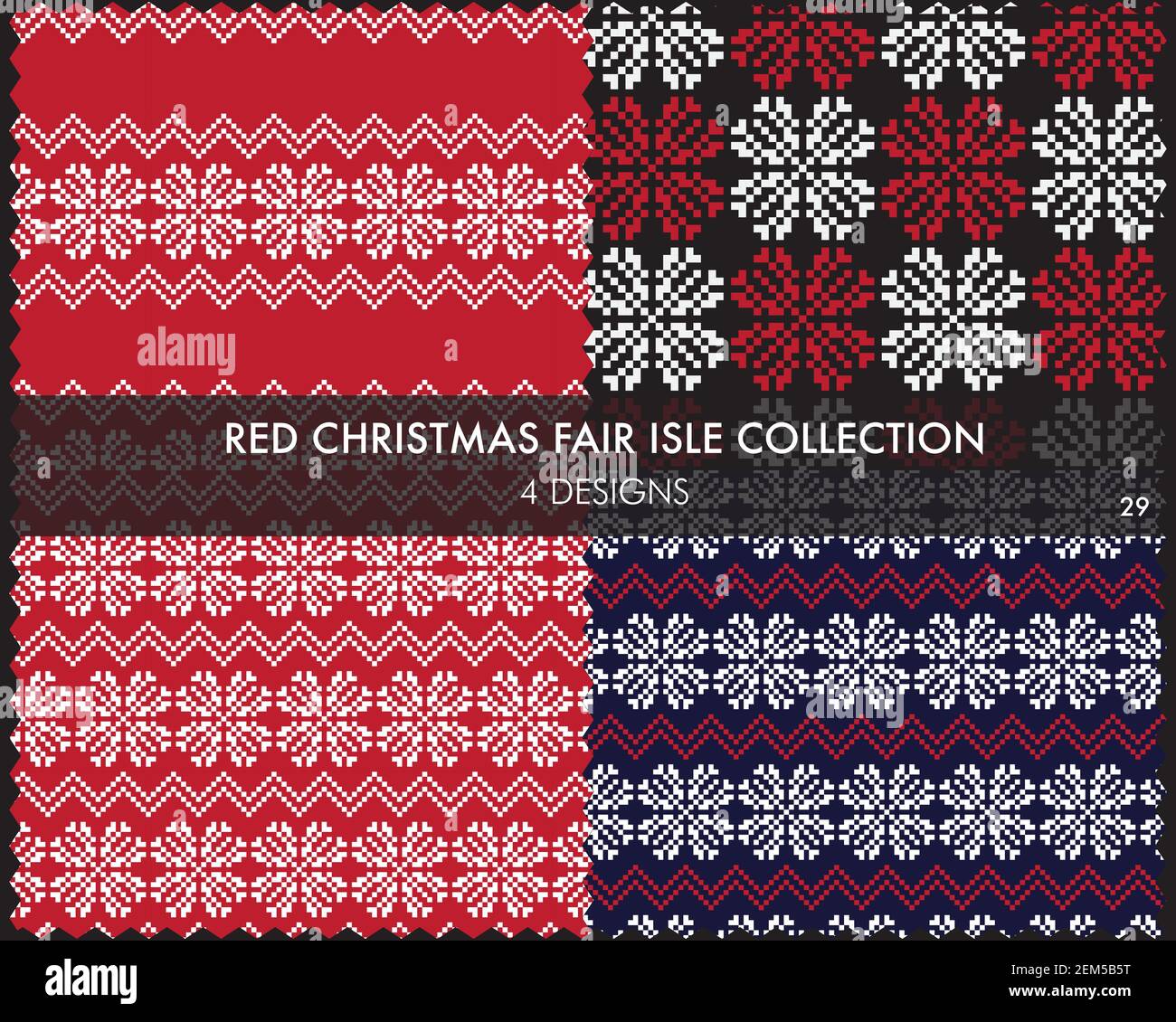 Christmas fair isle pattern collection includes 4 design swatches for ...