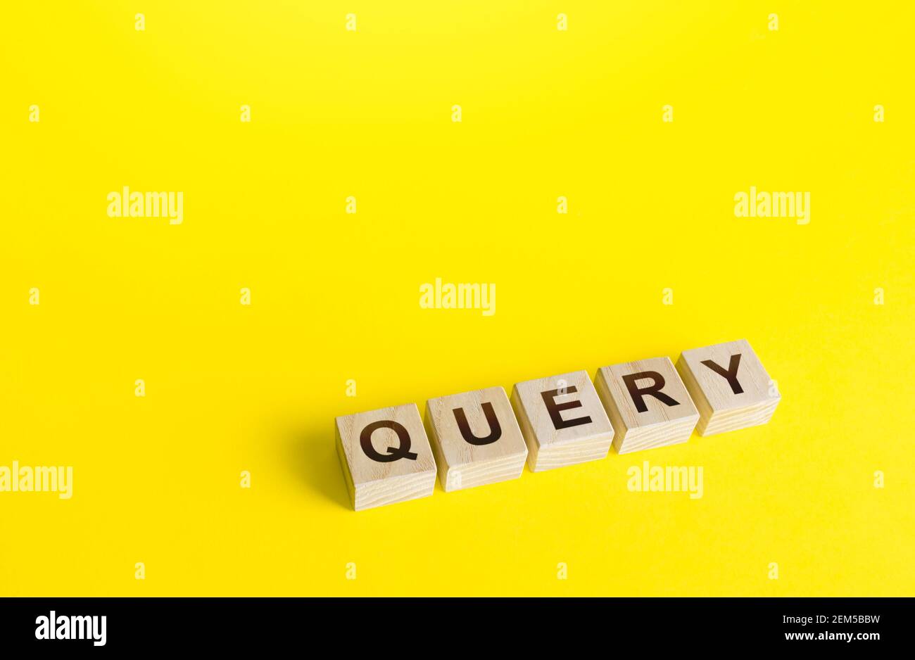 Blocks with the word QUERY on yellow background. Formation of the ...