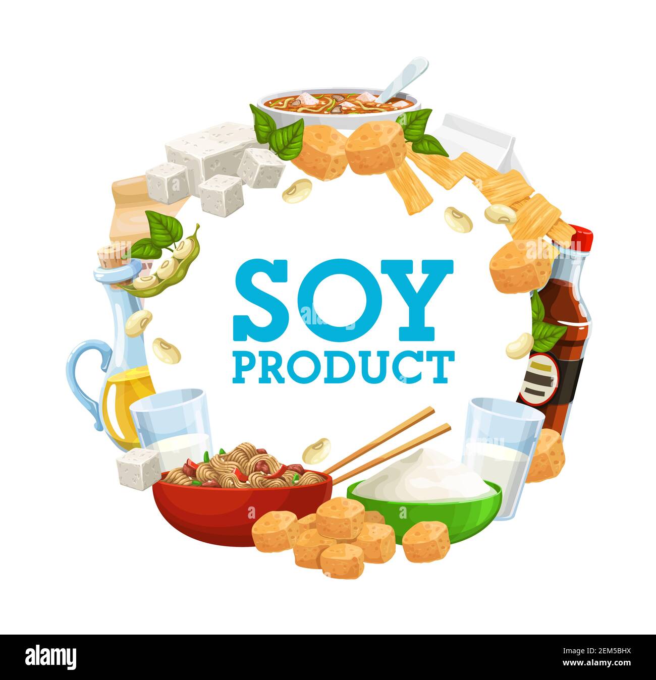 Soybean food and soy products vector banner. Vegetarian and vegan ...