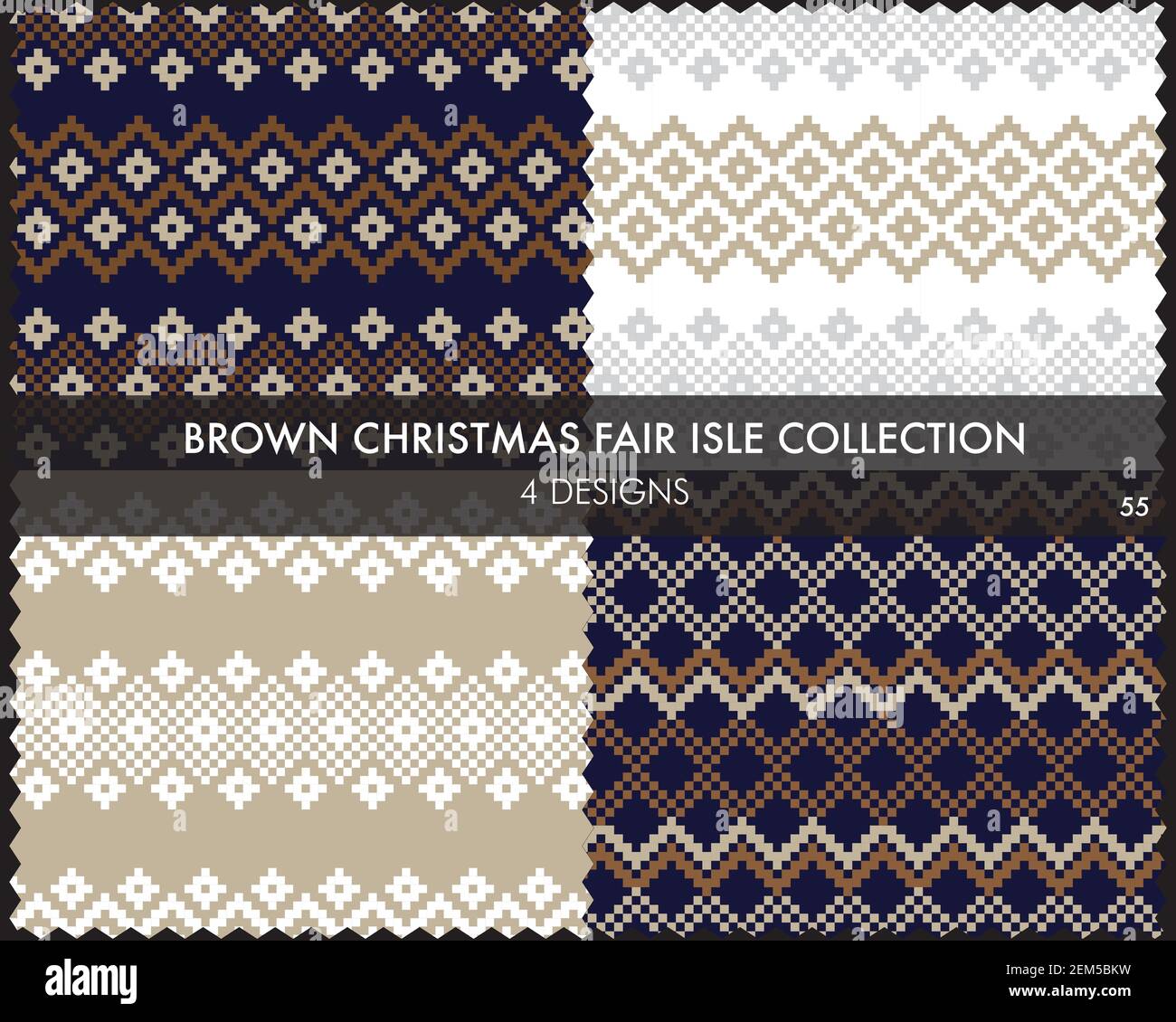 Christmas fair isle pattern collection includes 4 design swatches for ...