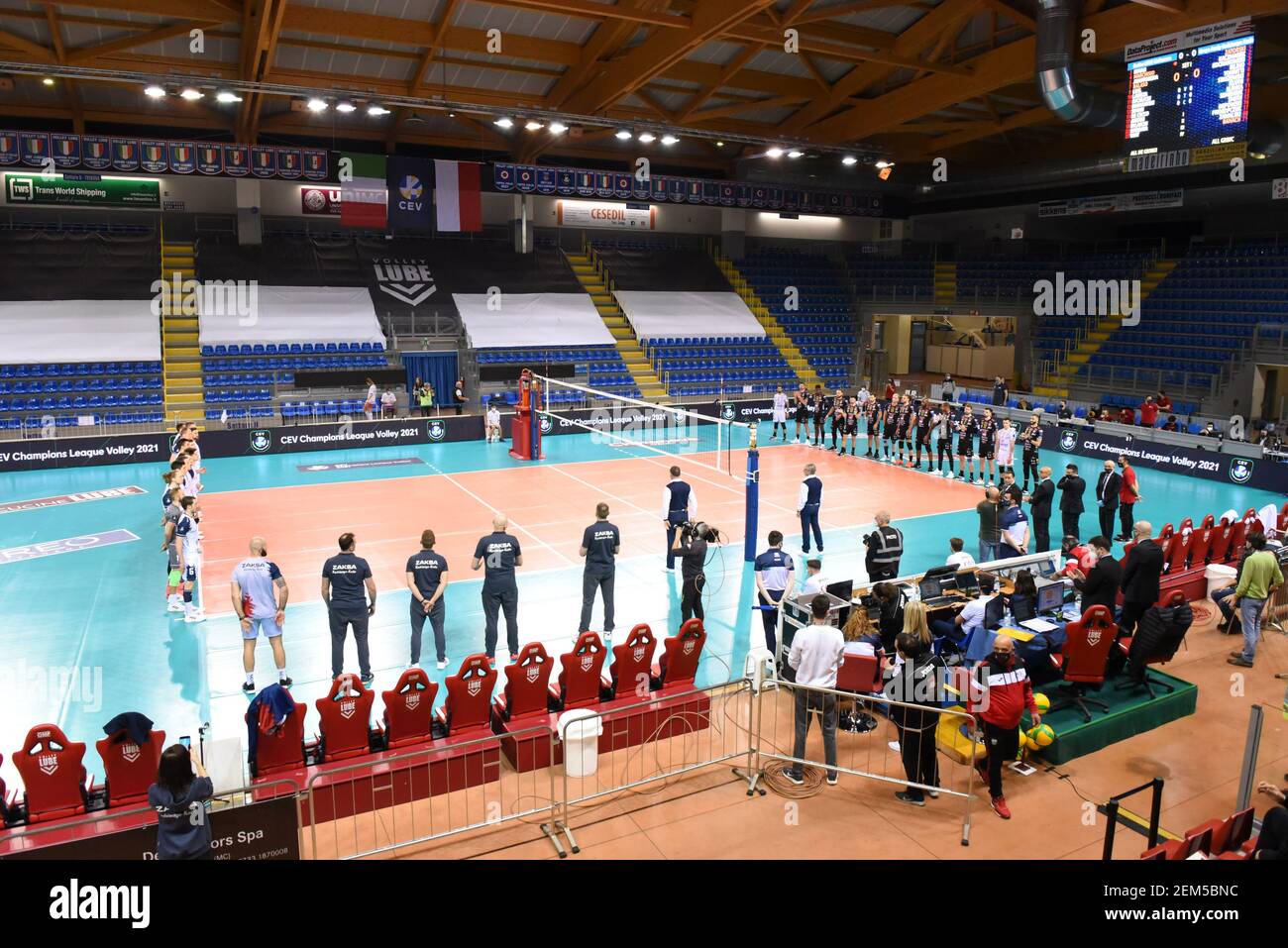 Civitanova Marche, Italy. 24th Feb, 2021. 2/24/2021 - Teams lined up on ...