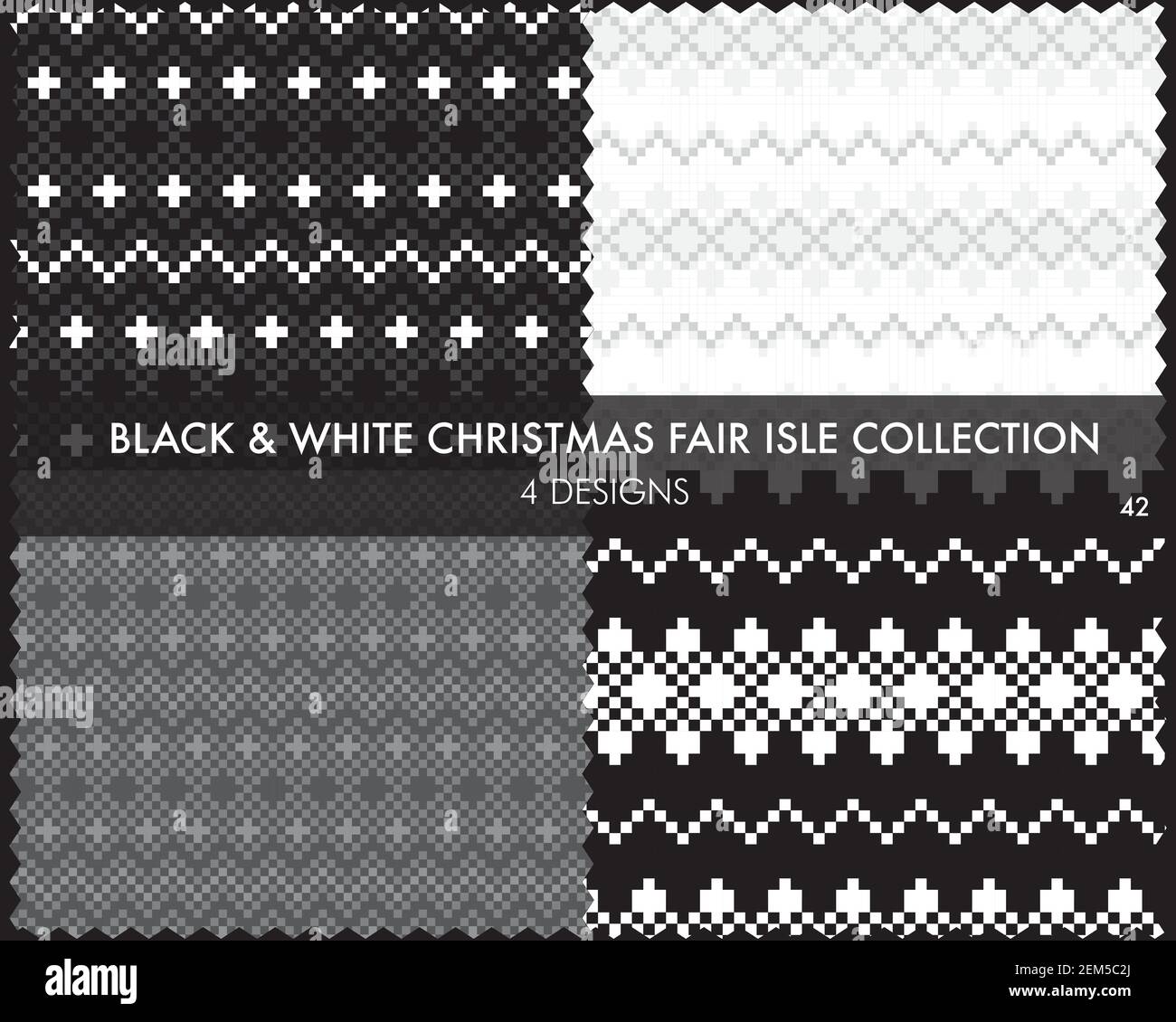 Christmas fair isle pattern collection includes 4 design swatches for ...