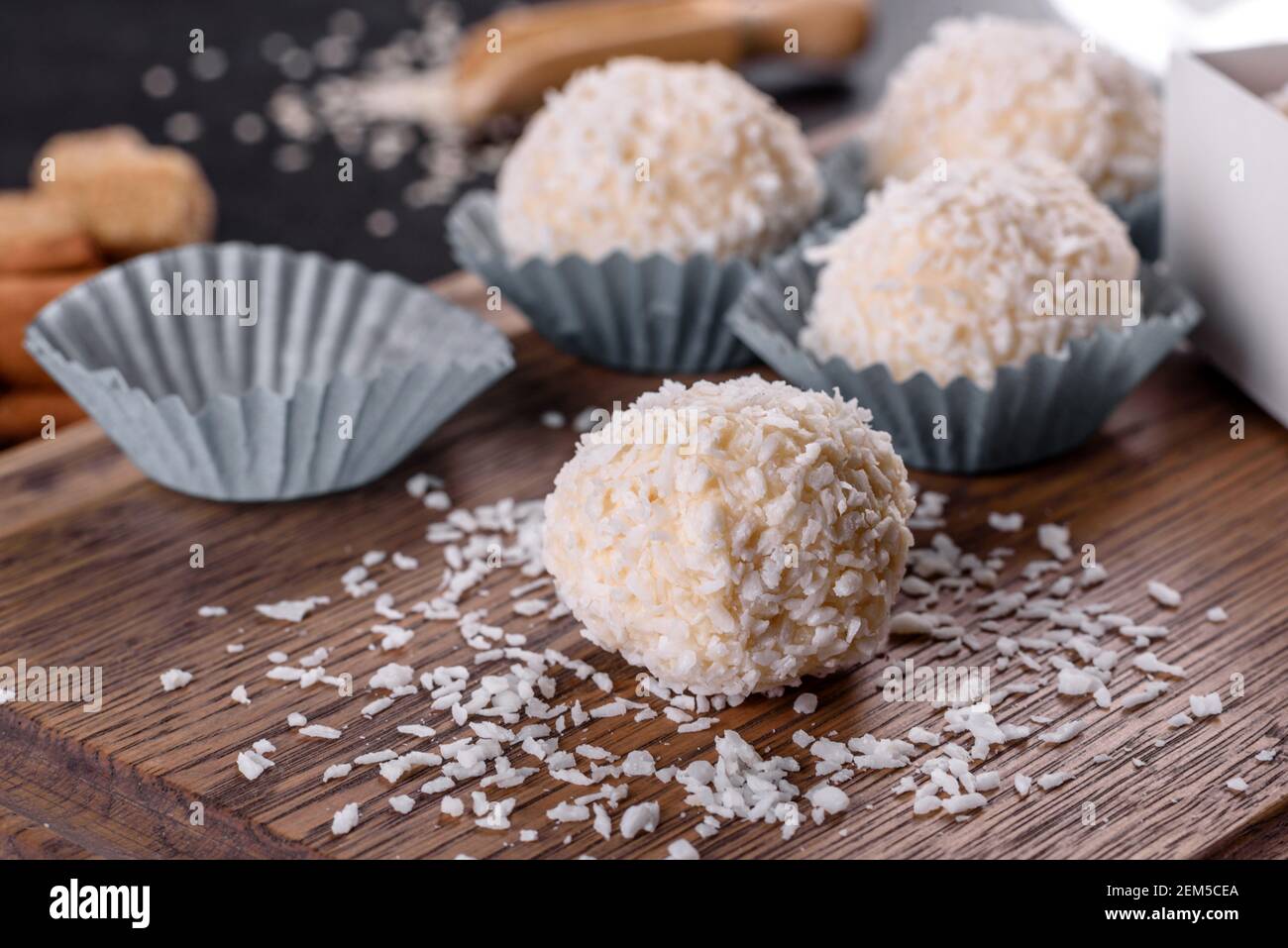 Tasty fresh handmade sweet candy with cheese filling and sprinkling on ...