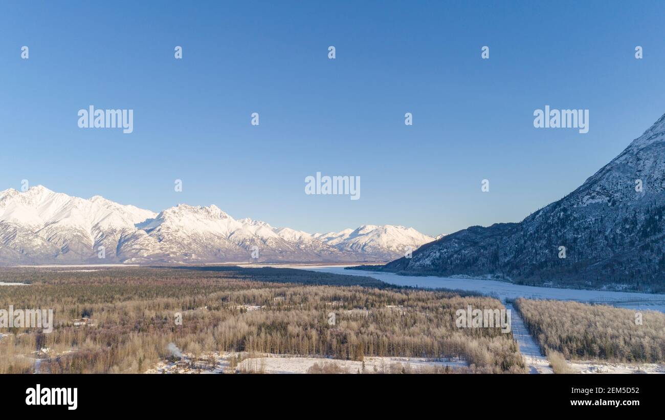 Aerial Alaska. Early Winter in The Butte Stock Photo - Alamy