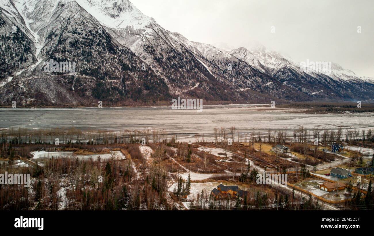 Aerial Alaska. Early Winter in The Butte Stock Photo - Alamy