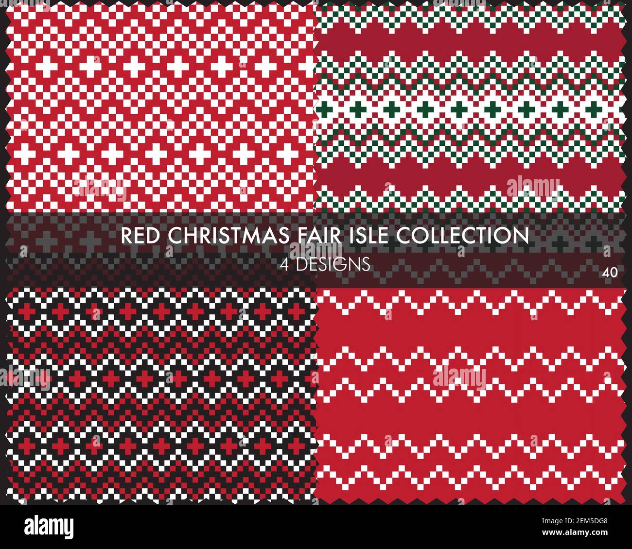 Christmas fair isle pattern collection includes 4 design swatches for ...