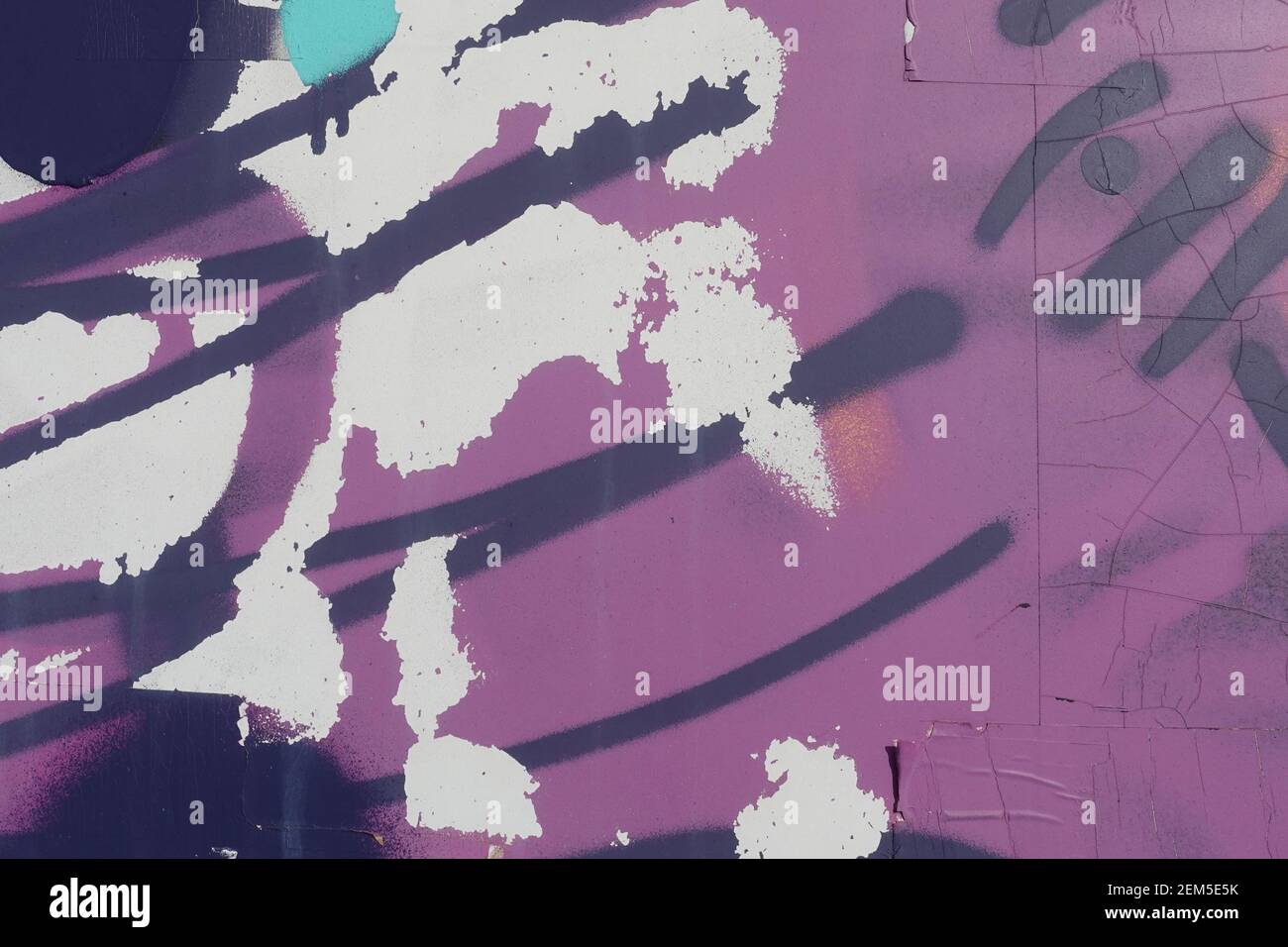 Abstract faded graffiti chipped paint and old stickers with cracks on ...